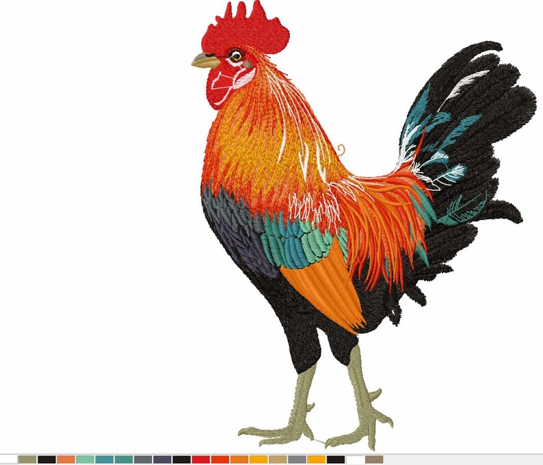 Rooster Machine Embroidery Design - Etsy