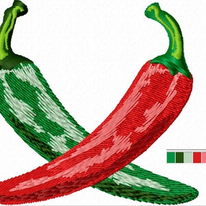Two Hot Peppers Green and Red Machine Embroidery Designs - Etsy