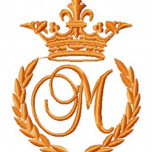 Crown, Laurel Wreath and the Monogram Letter "m" - Machine Embroidery ...
