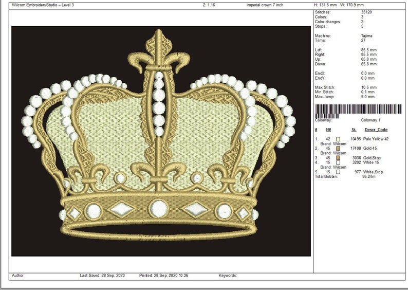 Crown Machine Embroidery Design Instantly Download | Etsy