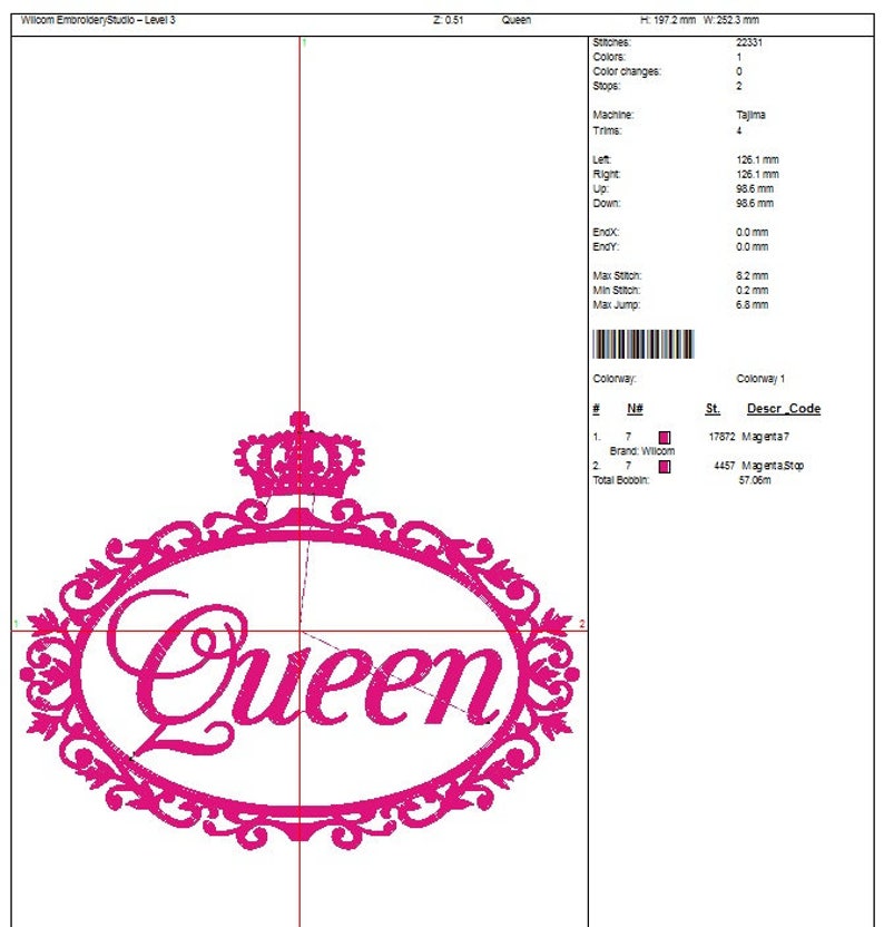 Queen Crown in an Oval Frame With a Floral Pattern Machine - Etsy