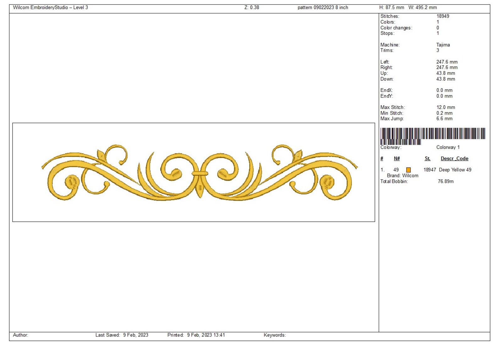 Baroque Pattern Machine Embroidery Design the Inscription is - Etsy