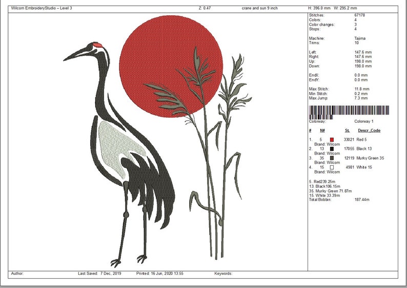 Crane 2 Big Sizes Embroidery Design - Etsy