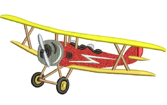 Red Vintage Biplane Machine Embroidery Design / Tested His is - Etsy