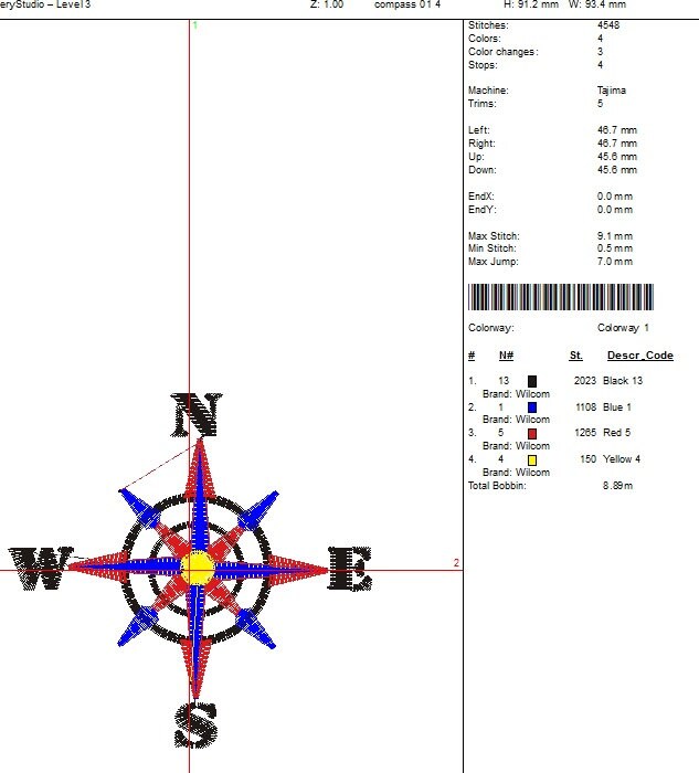 Nautical Compass Machine Embroidery Design Instant - Etsy
