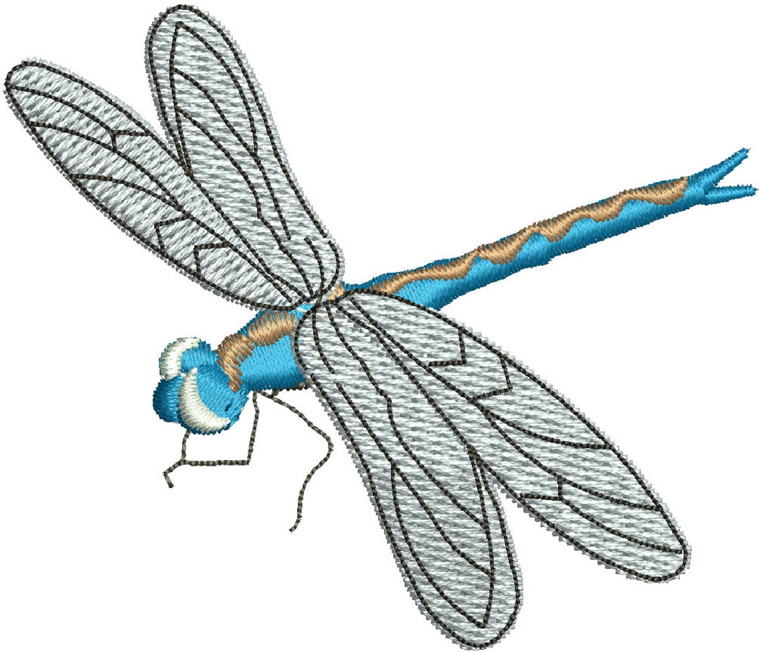 Blu Dragonfly Machine Embroidery Design - Etsy