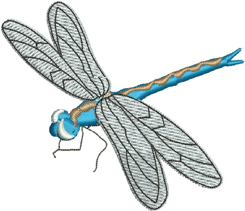 Blu Dragonfly Machine Embroidery Design - Etsy