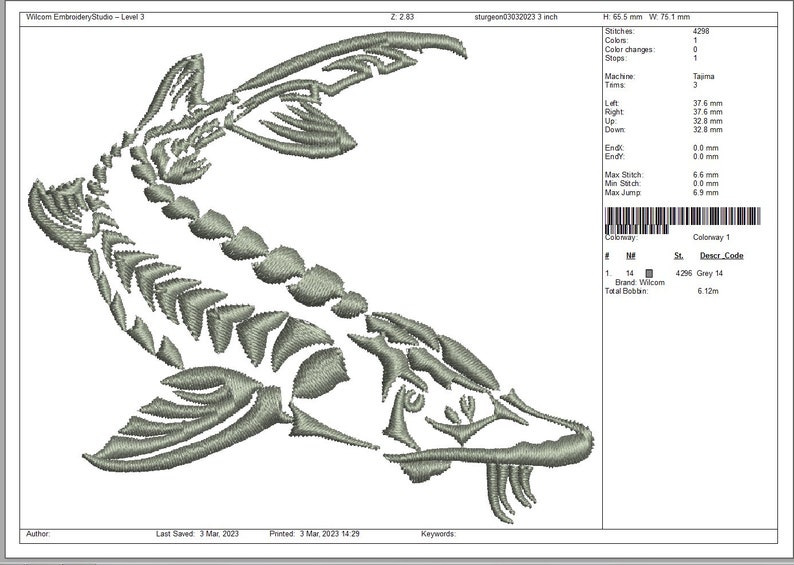 Sturgeon Machine Embroidery Designs Instantly Download - Etsy