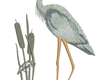 White Heron Embroidery Design - Etsy