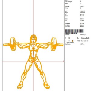 Woman Body Builder Machine Embroidery Design, Instant Download - Etsy