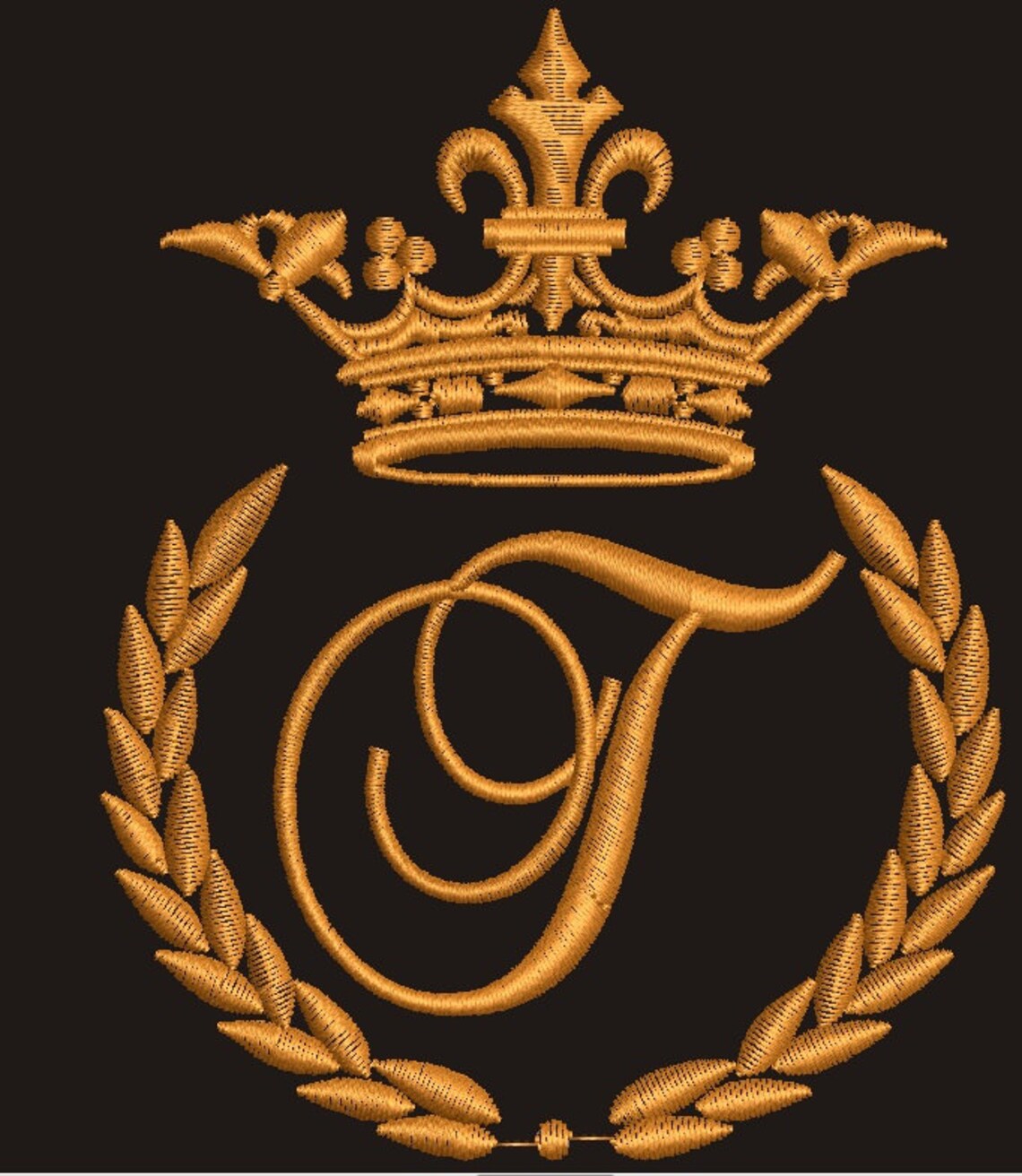 Crown, Laurel Wreath and the Monogram Letter t Machine Embroidery ...