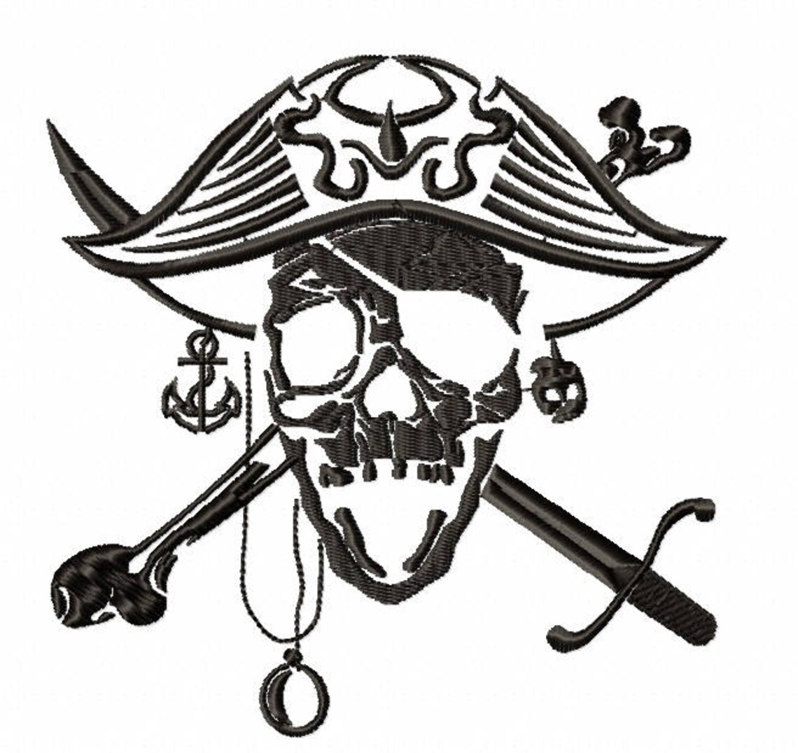 Jolly Roger / Pirate Machine Embroidery Design Tested - Etsy