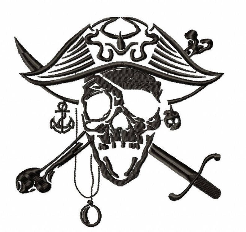 Jolly Roger / Pirate Machine Embroidery Design Tested - Etsy