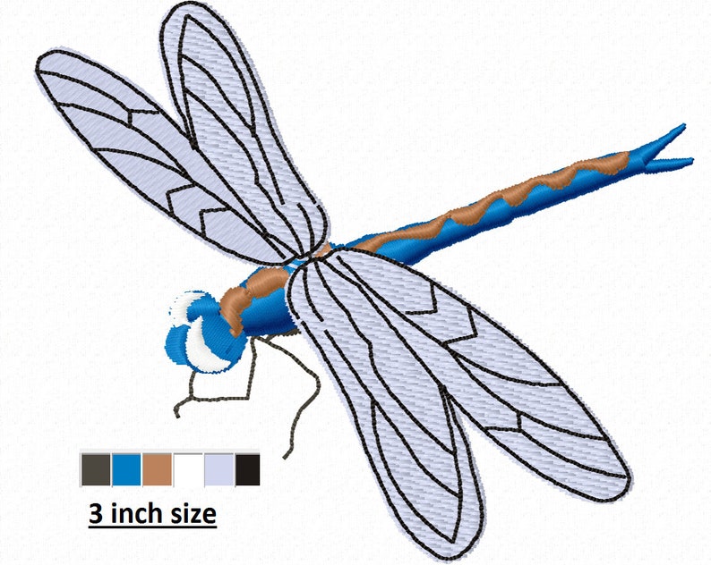 Blu Dragonfly Machine Embroidery Design - Etsy