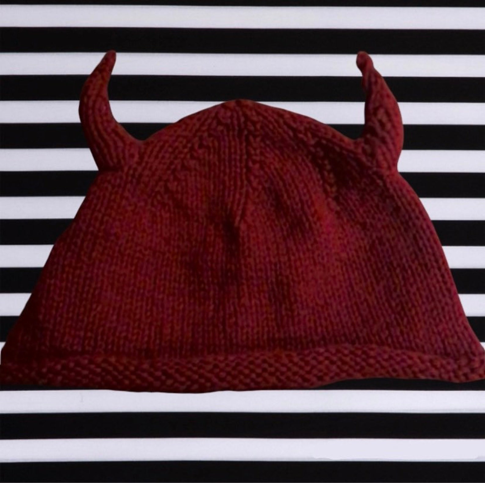 Knit Devil Horns Rolled Edge Beanie - Etsy