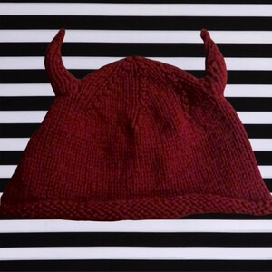 Knit Devil Horns Rolled Edge Beanie - Etsy