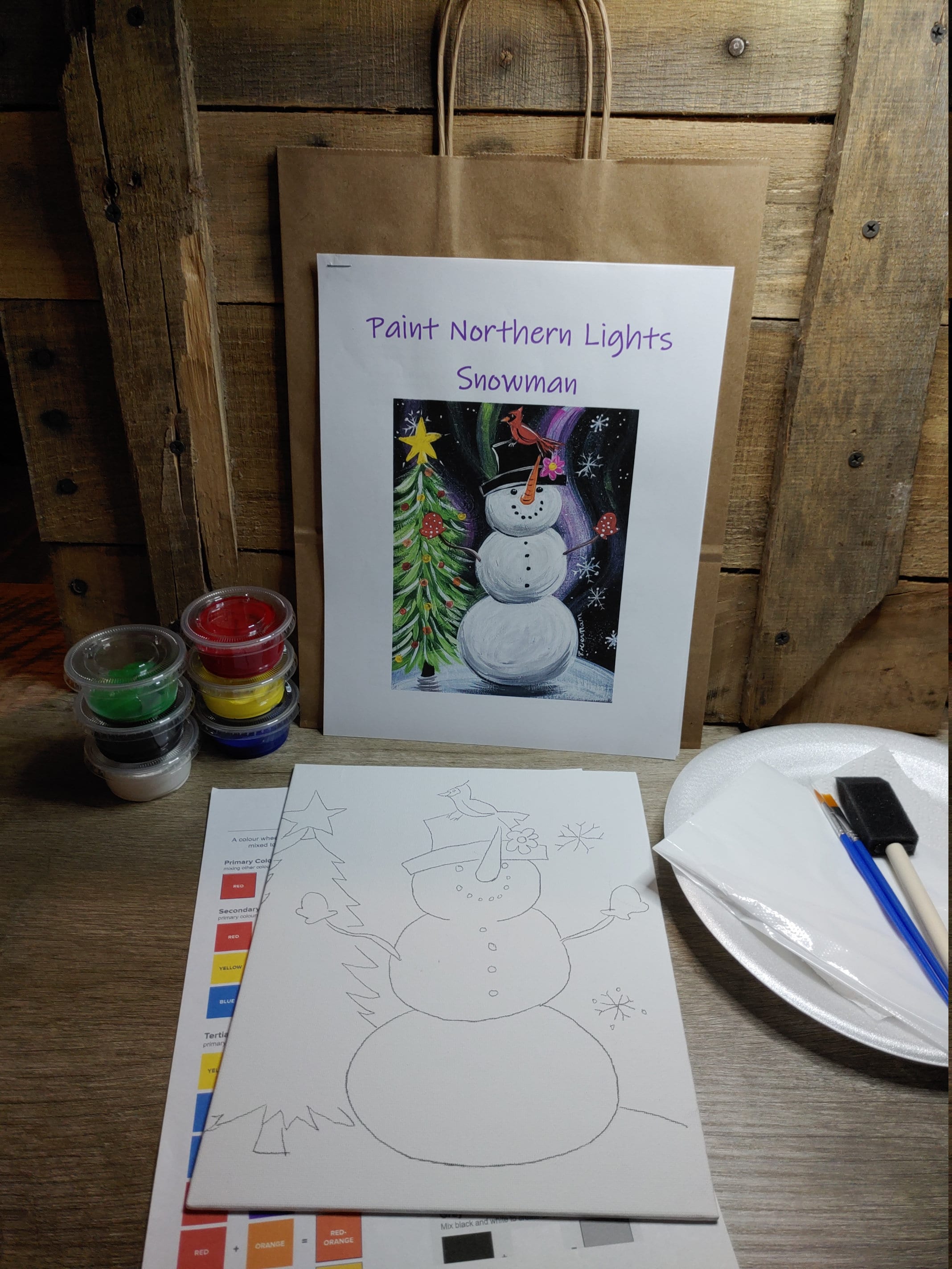Northern Lights Snowman Painting Party Kit: Date Night Activity - Etsy
