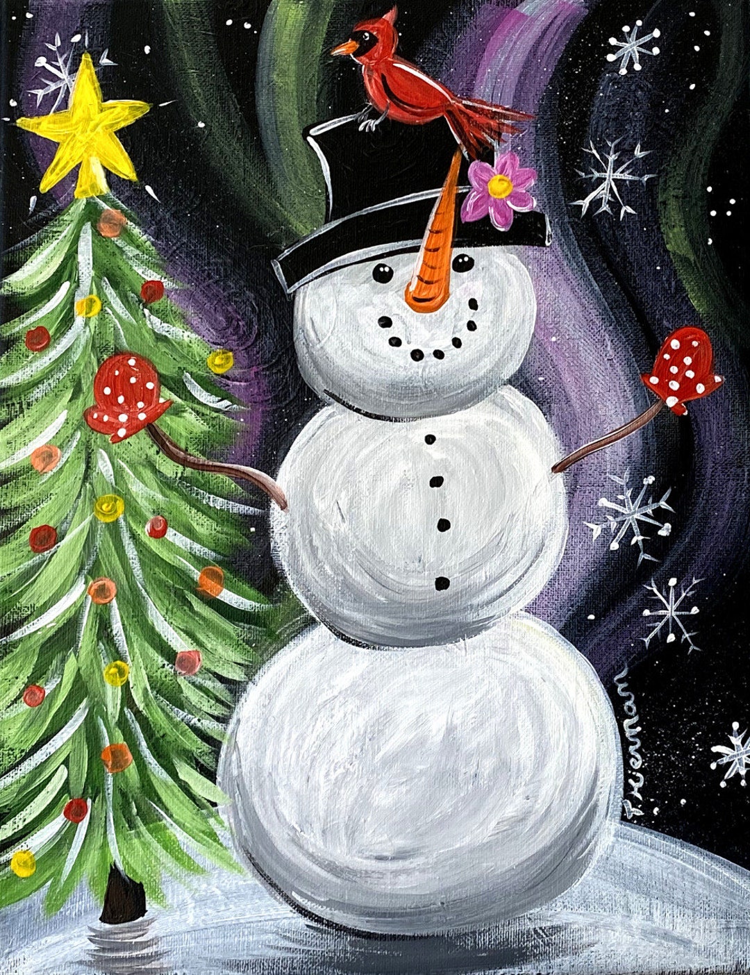 Northern Lights Snowman Painting Party Kit: Date Night Activity - Etsy