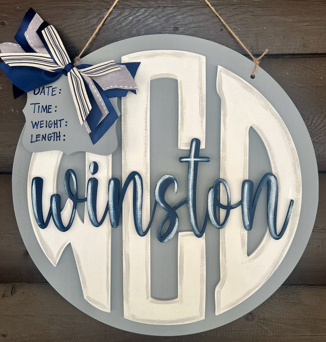 Monogram Nursery Wall Decor Hospital Door Hanger Baby Name Sign - Etsy