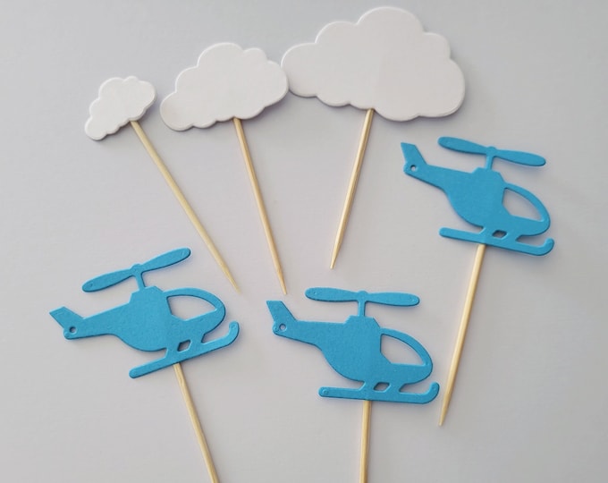 Helicopter & Cloud Cake Toppers, Helicopter and Cloud Cupcake Toppers ...