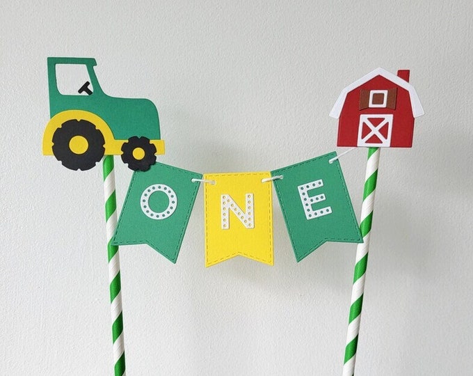 Tractor Cake Topper, 1st Birthday Cake Topper, Farm Theme Cake Bunting ...