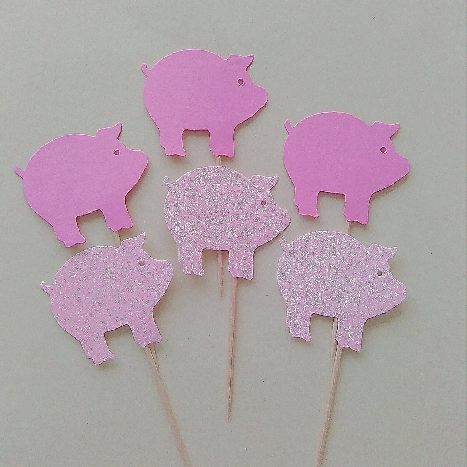 Pig Cake Topper Pink Glitter Pig Cupcake Topper Pig Cupcake - Etsy UK