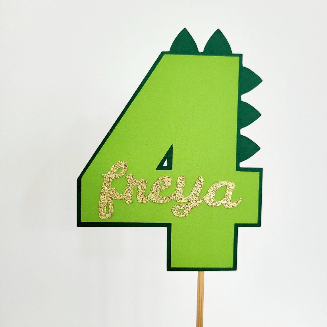 Dinosaur Number Cake Topper, Personalised Name & Age Cake Topper ...
