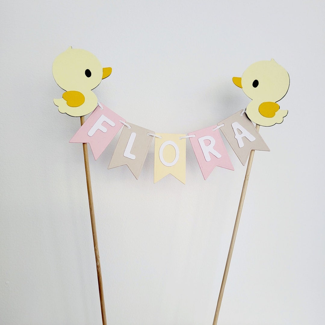 Duck Cake Topper, Rubber Duckie Cake Bunting, 1st Birthday Topper, Baby ...