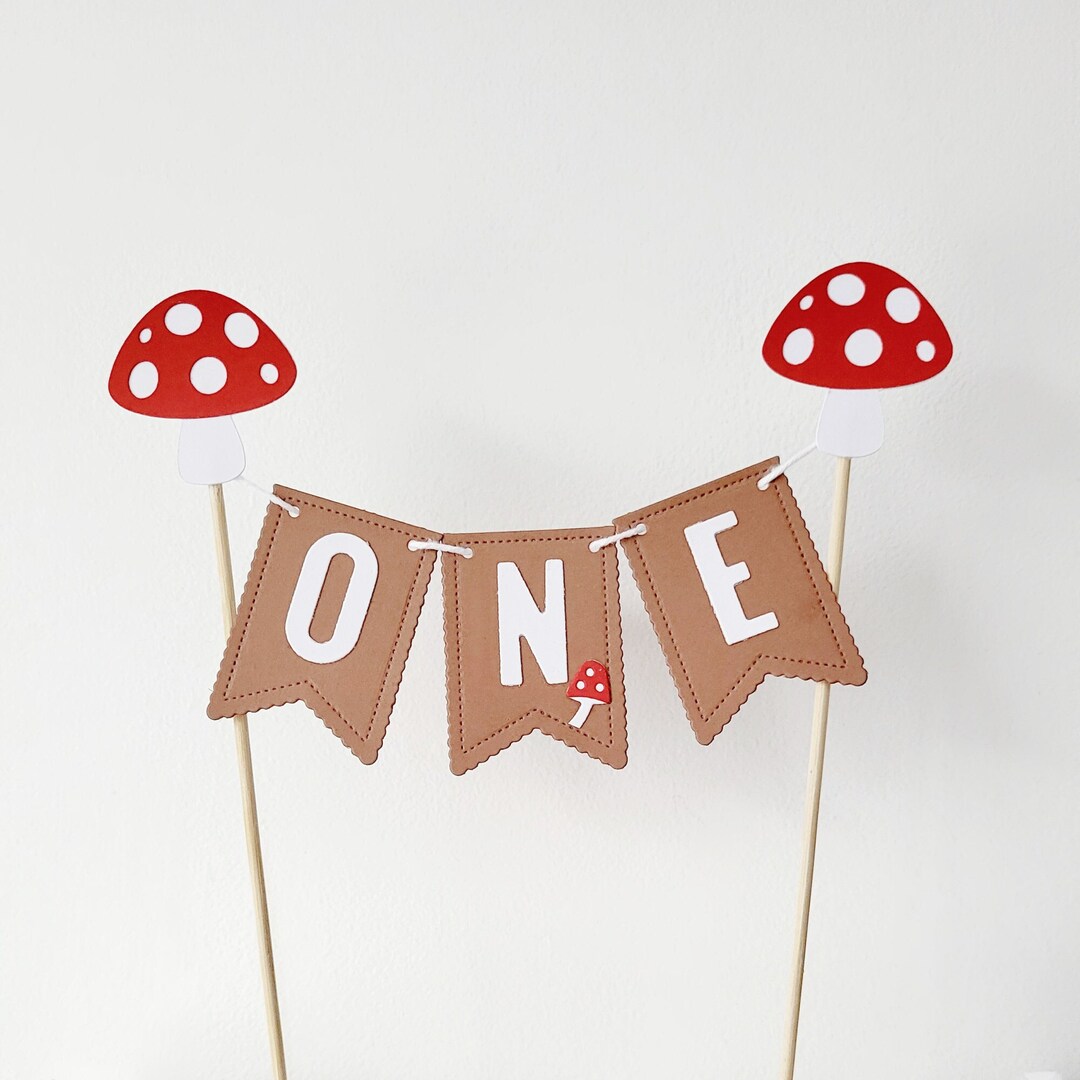 Toadstool Cake Topper, Woodland Cake Bunting Topper, 1st Birthday ...