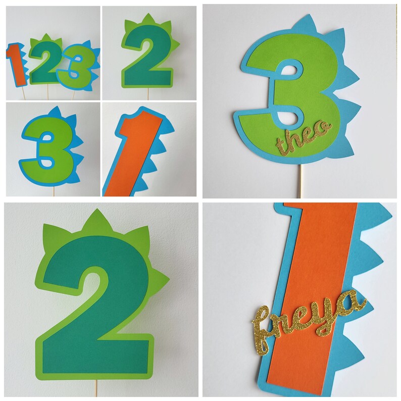 Dinosaur Number Cake Topper, Dinosaur Party Cake Topper, Number 1-9 ...