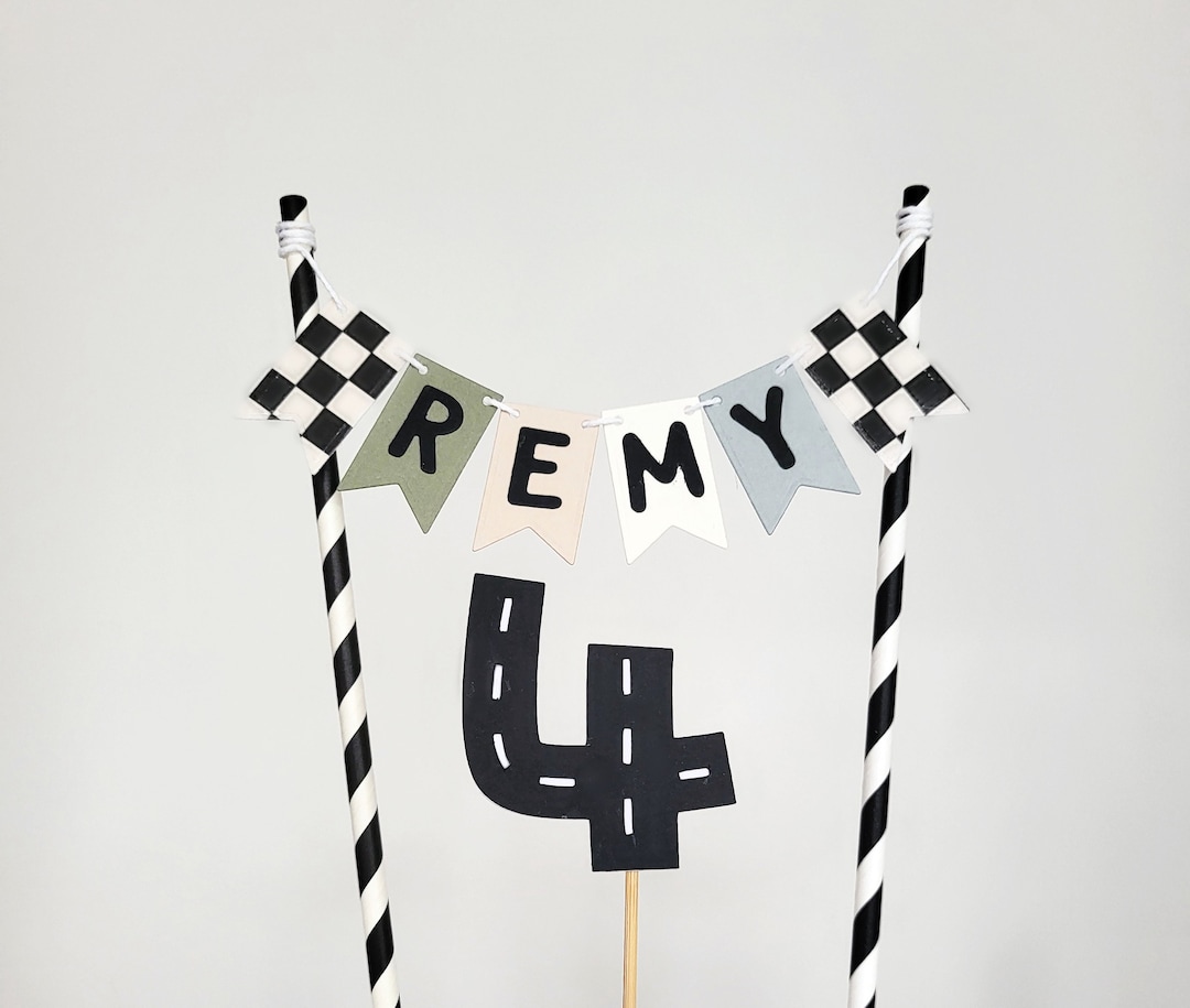 Racing Car Cake Topper, Checkered Flag Cake Bunting, Chequered Flag ...