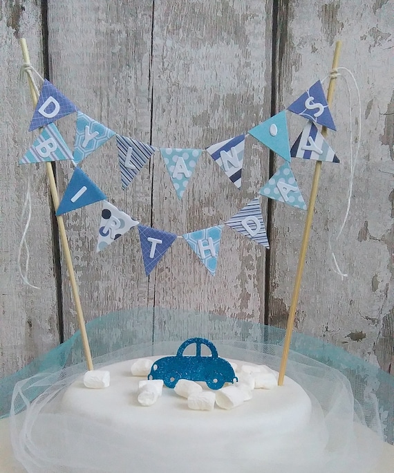 Boys Cake Topper Birthday Cake Topper Blue & White Cake - Etsy