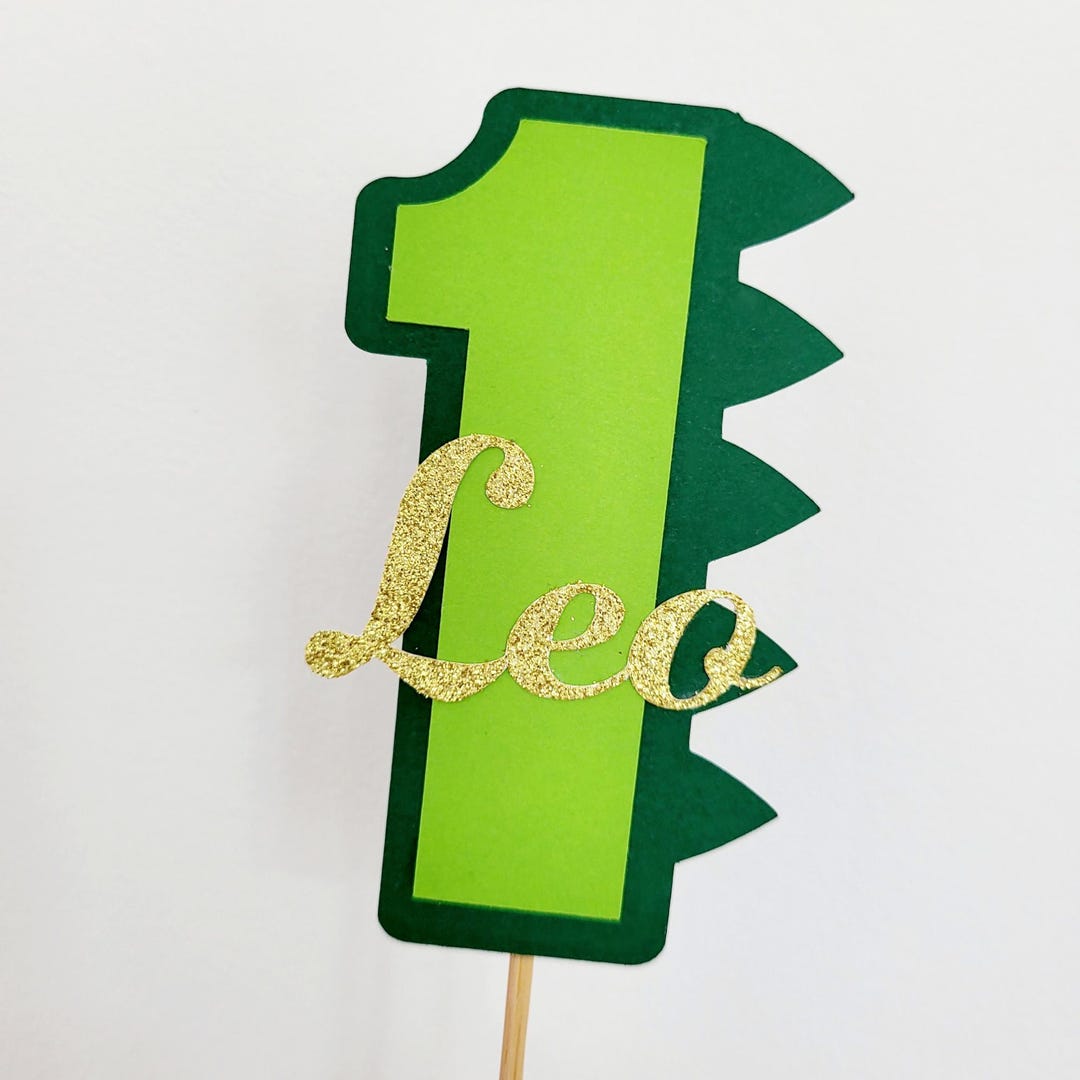 Dinosaur Number Cake Topper, Personalised Name & Age Cake Topper ...