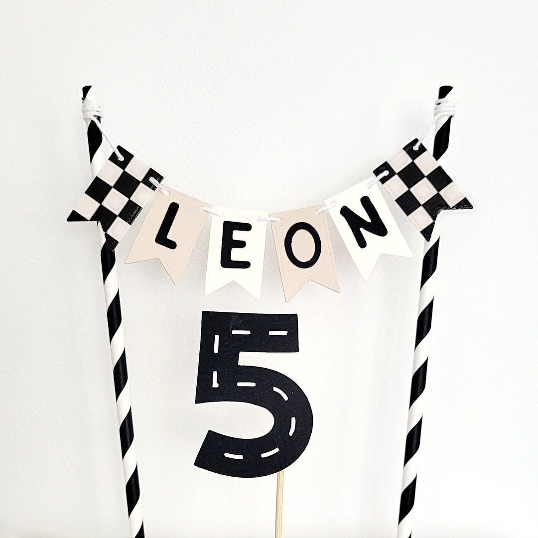 Racing Car Cake Topper, Checkered Flag Cake Bunting, Chequered Flag ...