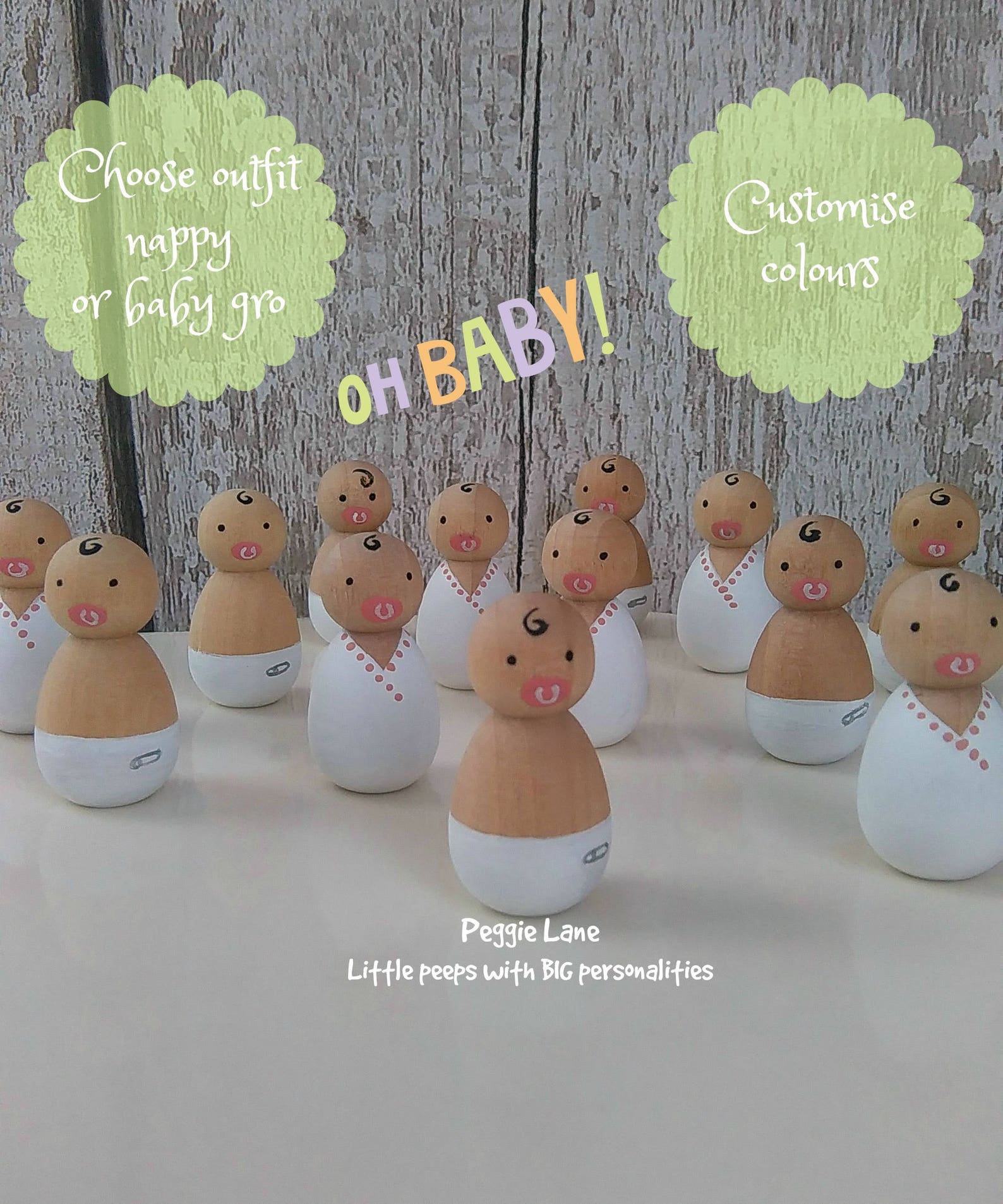 Baby Shower Gender Reveal Baby Peg Doll Peg Doll New Baby | Etsy