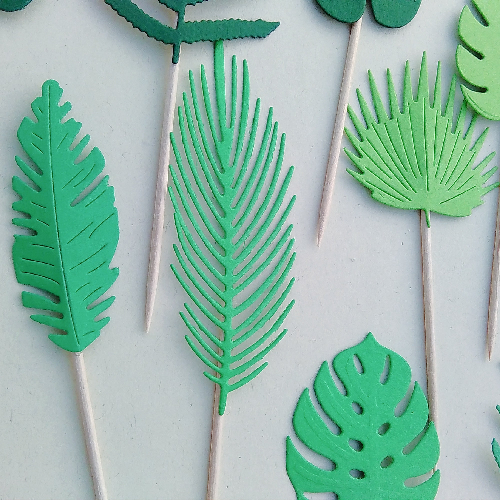 Safari Leaf Cake Toppers Jungle Theme Mixed Leaves Cupcake - Etsy UK
