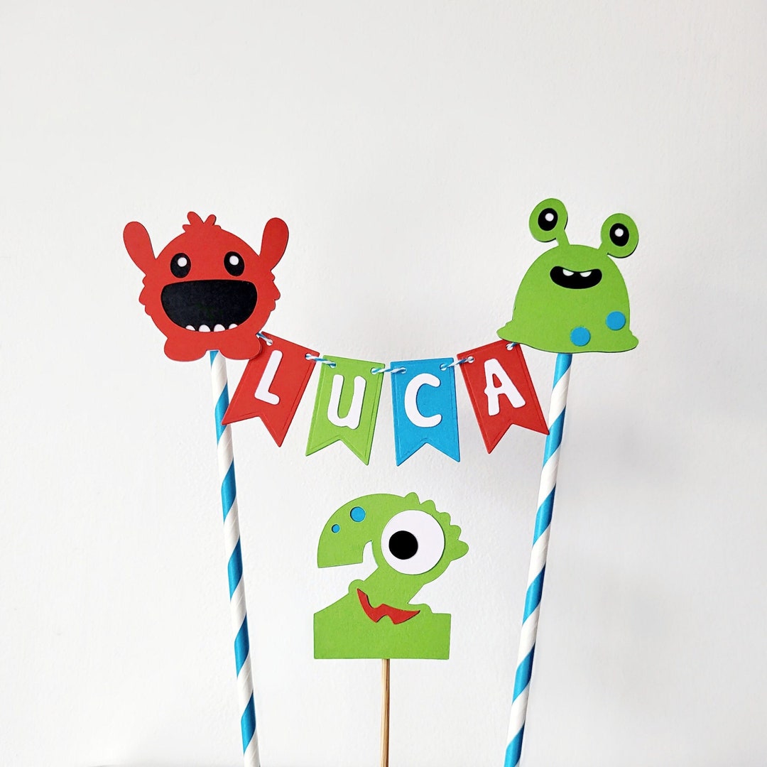 Monster Cake Topper, Monster Cake Bunting Topper, Personalised Cake ...