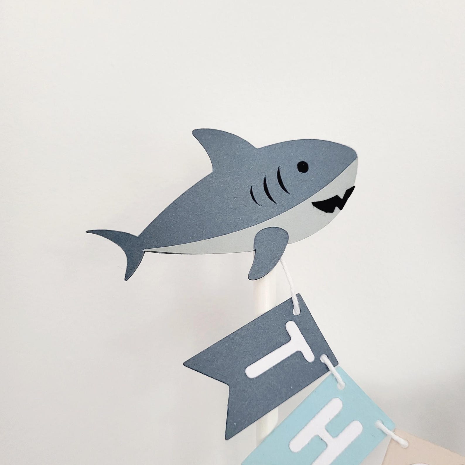 Shark Cake Topper, Shark Themed Cake Bunting, Shark Birthday Topper ...