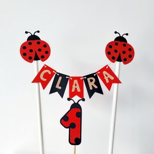 Ladybird Cake Topper, Ladybird Theme Bunting Caketopper & Age Topper ...
