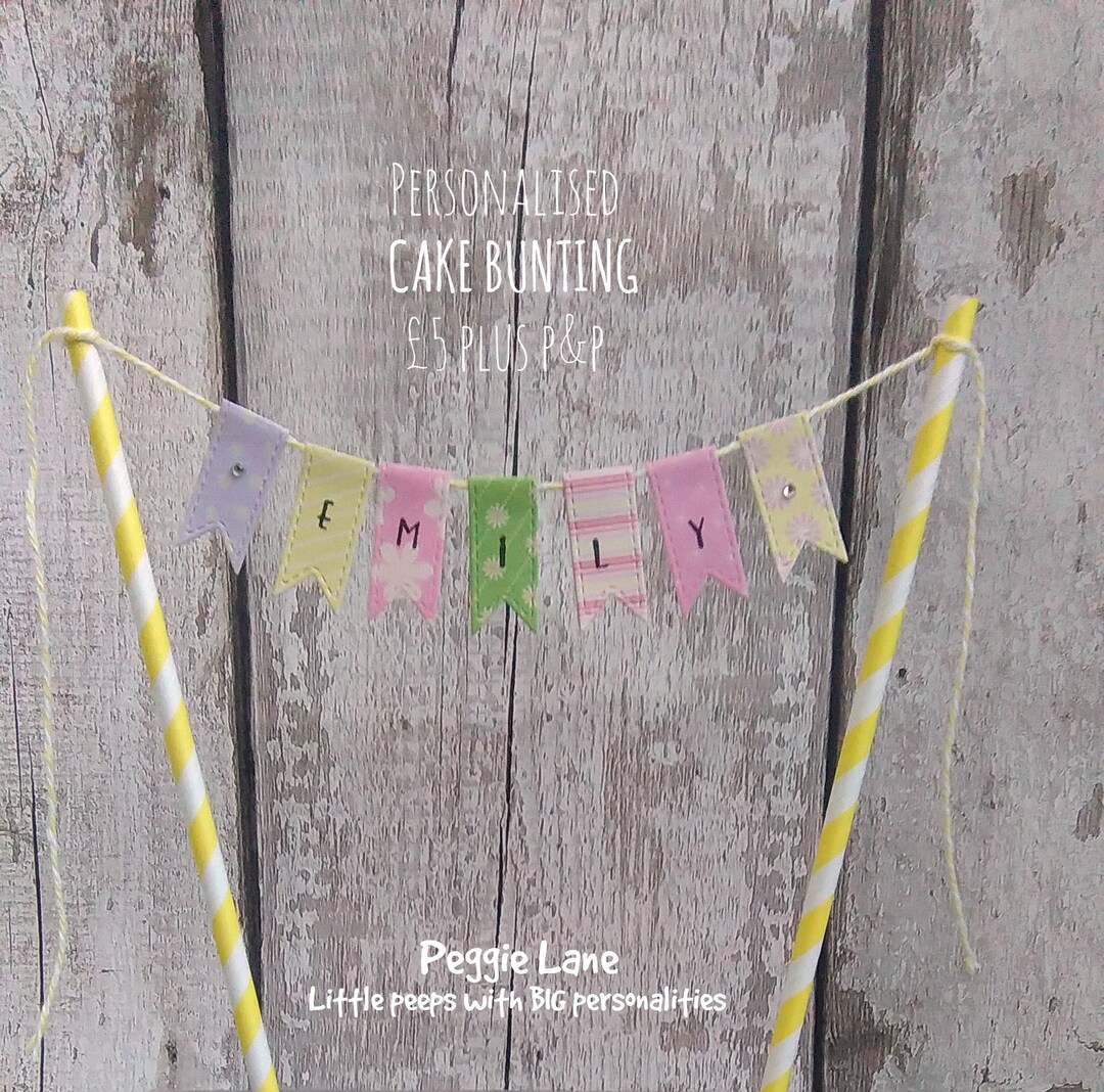 Personalised Cake Bunting Topper, Custom Bunting, Cake Garland, Name ...