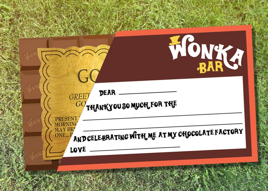 Wonka Thank You Cards Printable INSTANT DOWNLOAD - Etsy
