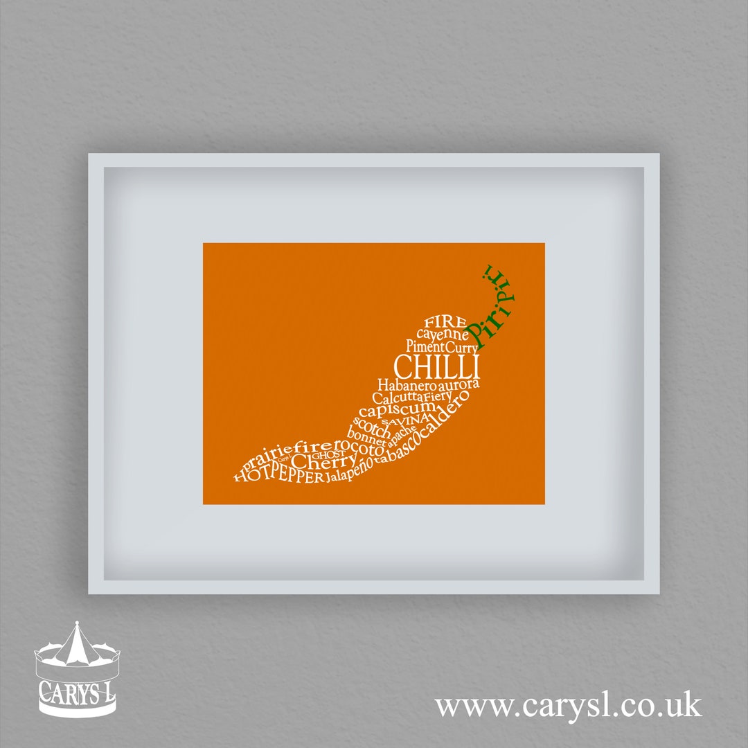 A4 Chilli Pepper Typography Print con nombres populares de chile - Etsy ...