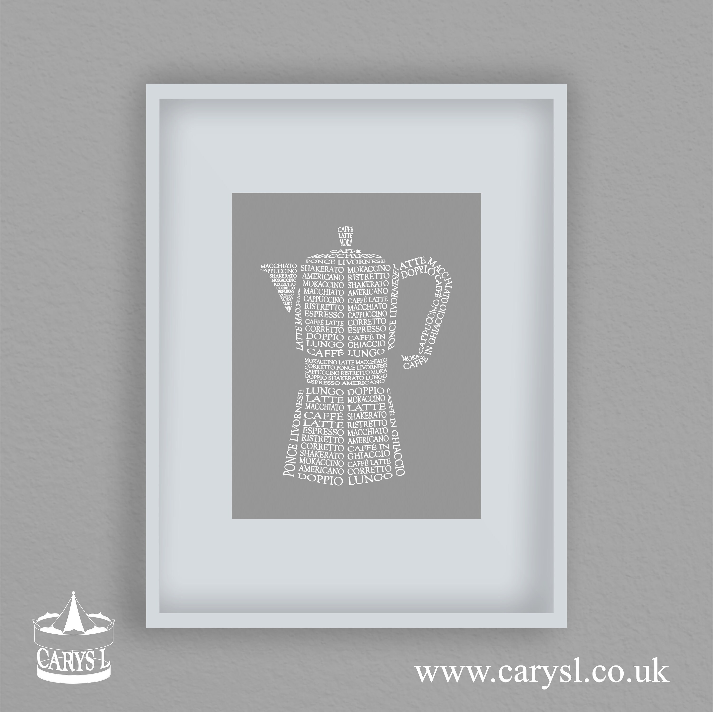 A4 Coffee Pot Print with Coffee Variety Names for Kitchen or Dining ...