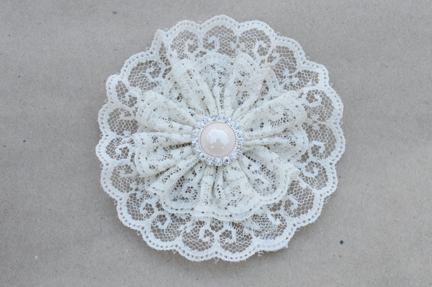 Lace Hair Bow, Rustic Hair Clip, Wedding Ivory Lace Clip, Ivory Lace ...