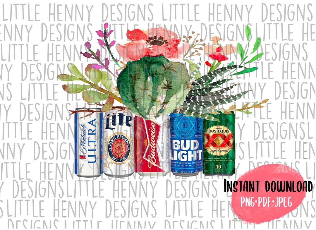 Beer Bouquet, Beer Can Cactus, Sublimation Design, Instant Download ...