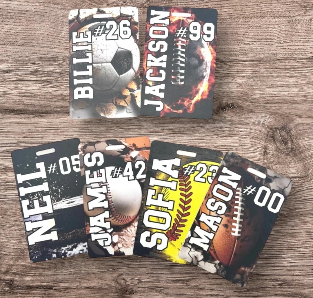 Sports Themed Bag Tag. Sports Name Tag, Football Tag, Baseball Tag ...