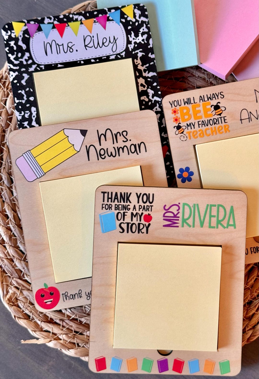 Teacher Appreciation Gift, Thank You Teacher, Sticky Note Holder, Note ...