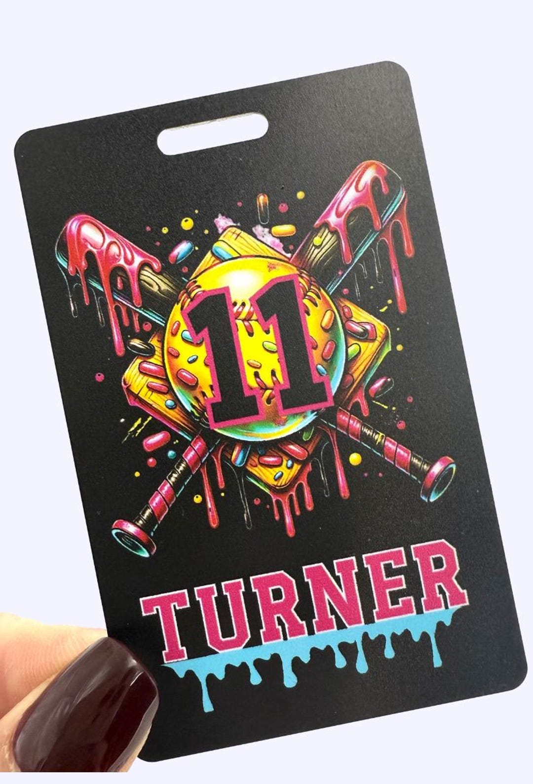 Drip Softball Bag Tags, Softball Name Tag, Equipment Bag Tag, Team ...