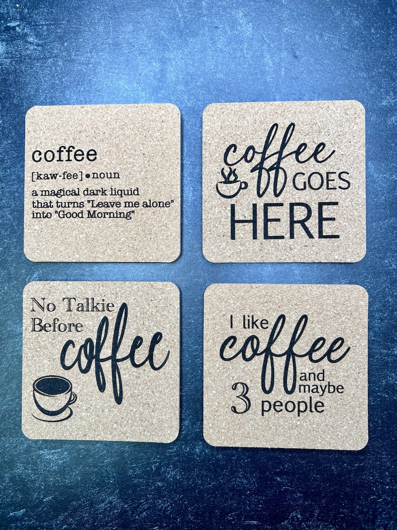 Cork Coasters, Coffee Theme, Cocktail Themed,engraved, Funny ...