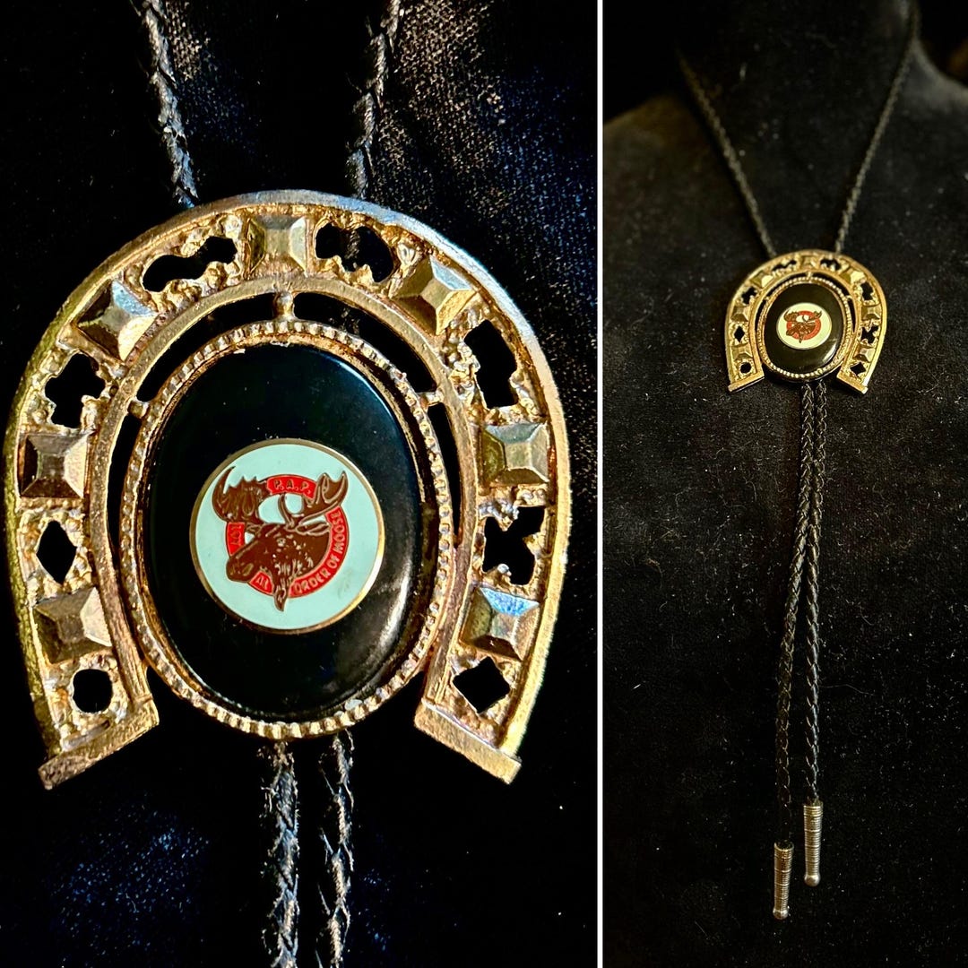Vintage 1950s Loyal Order of the Moose Bolo Tie With Gold Tone ...